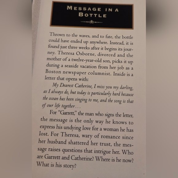 Other | Nicholas Sparks Message In A Bottle Book | Poshmark
